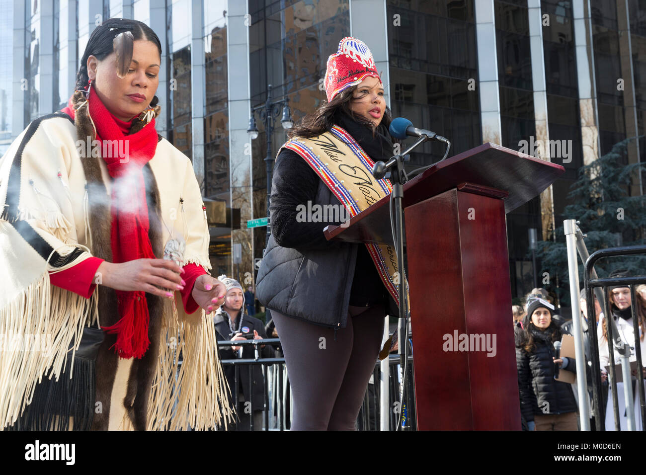 New York, NY - January 20, 2018: Miss Native American USA Autumn Rose ...
