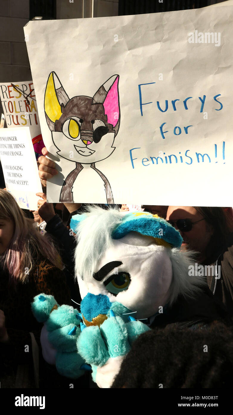 New York City, New York, USA. 20th Jan, 2018. A Furry activist attends ...