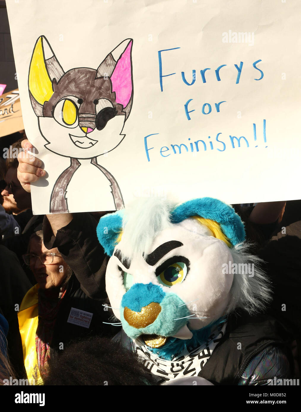 New York City, New York, USA. 20th Jan, 2018. A Furry activist attends ...