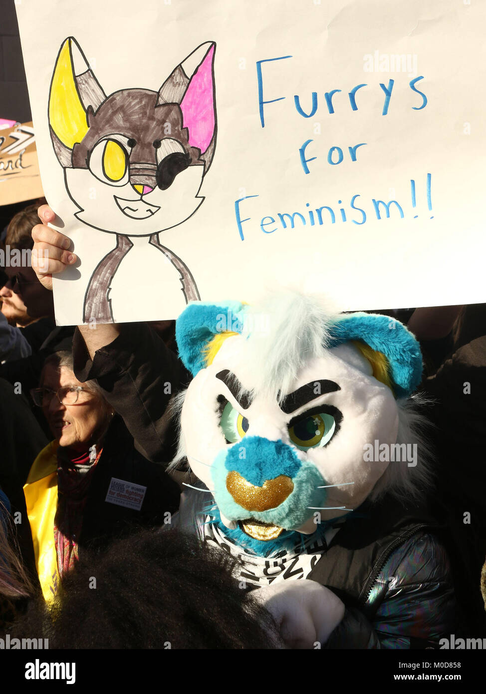 New York City, New York, USA. 20th Jan, 2018. A Furry activist attends ...