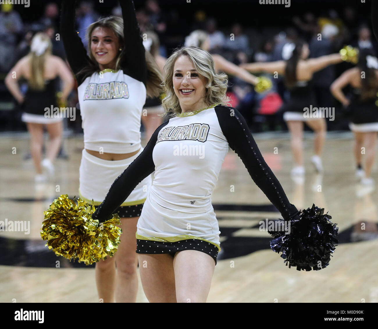 January 20, 2018: Colorado cheerleaders perform before the basketball ...