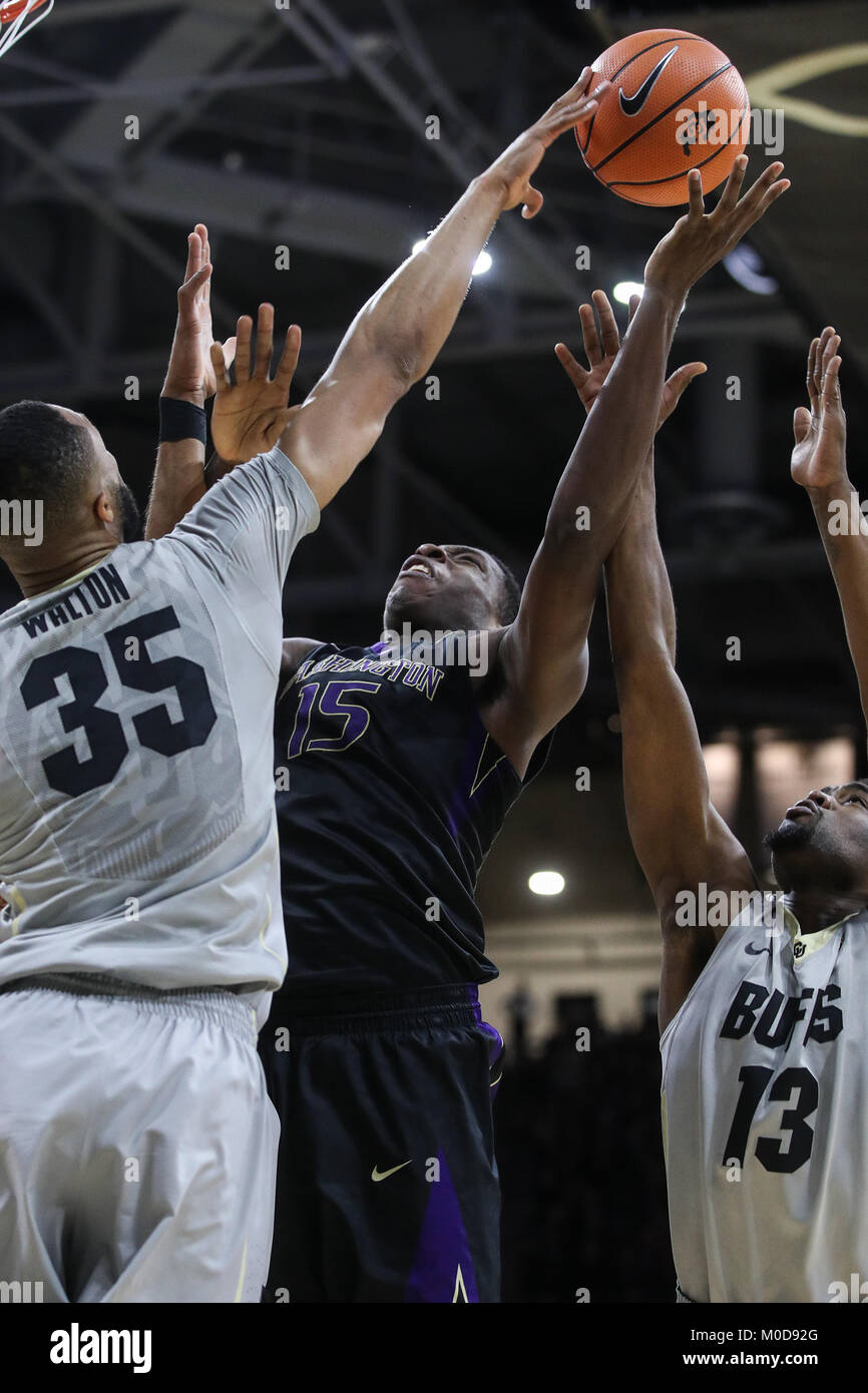 The Second Half. 20th Jan, 2018. Washington's Noah Dickerson attempts a ...
