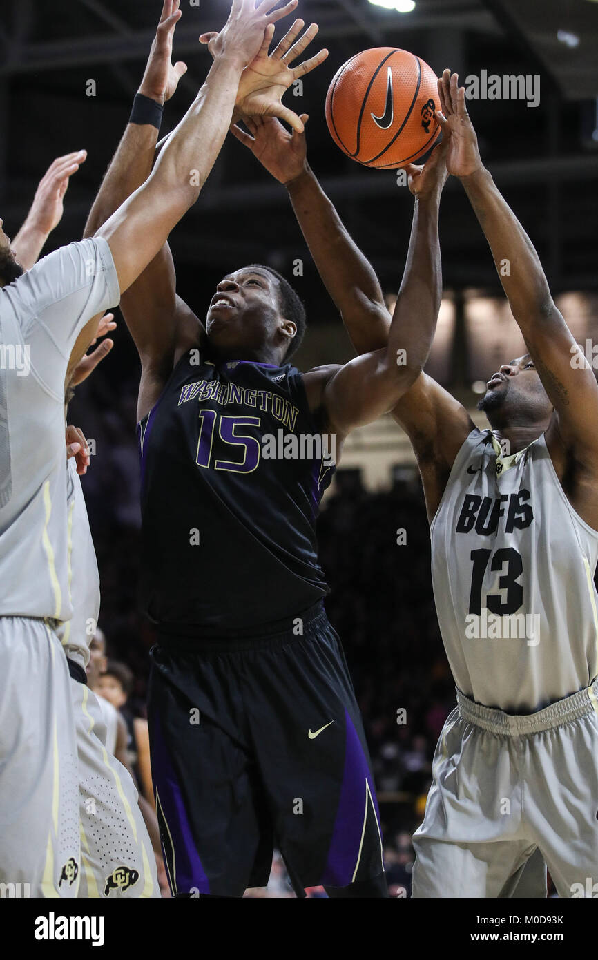 The Second Half. 20th Jan, 2018. Washington's Noah Dickerson attempts a ...