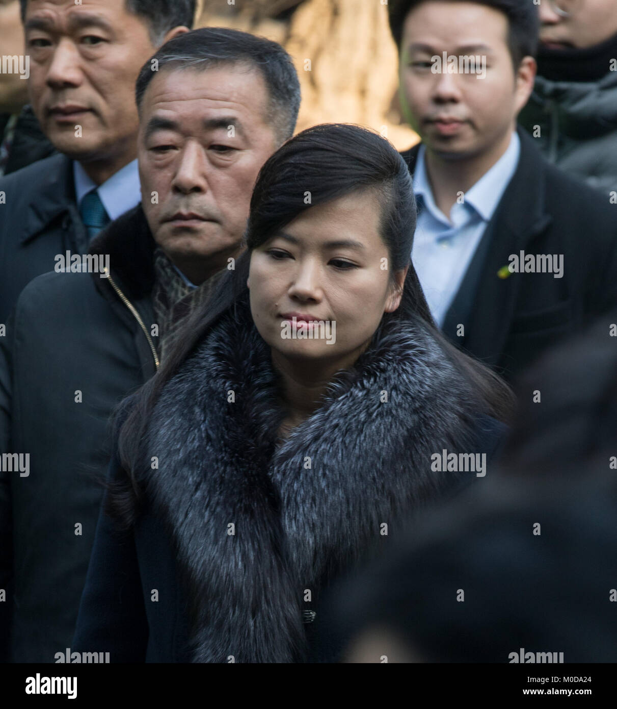 Seoul, South Korea. 21st Jan, 2018. Hyon Song-wol (C), head of a ...