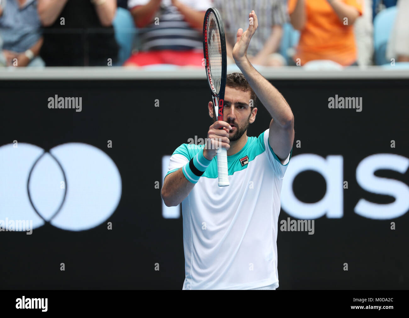 Melbourne, Australia. 21st Jan, 2018. Marin Cilic of Croatia celebrates ...