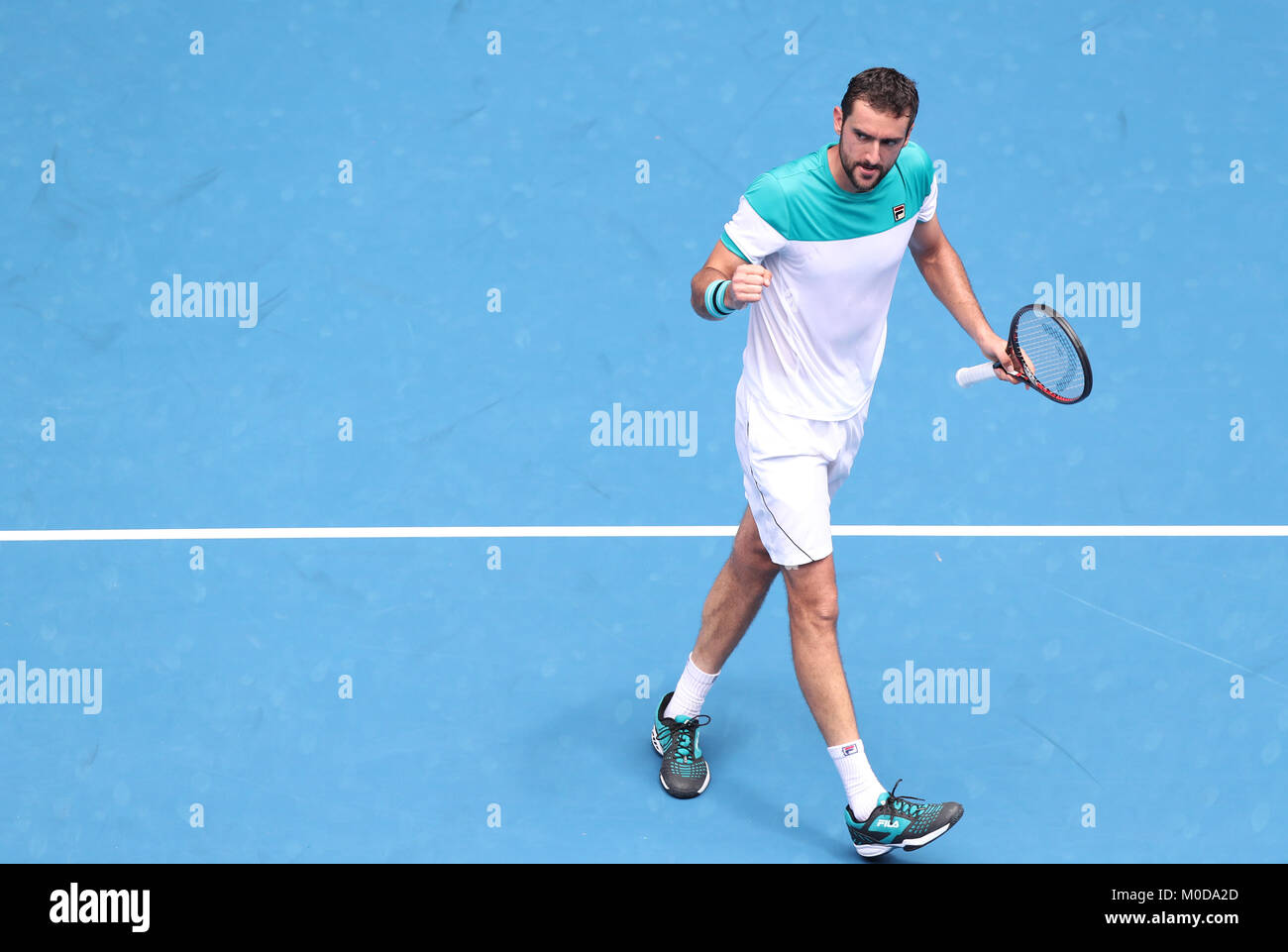 Melbourne, Australia. 21st Jan, 2018. Marin Cilic of Croatia celebrates ...