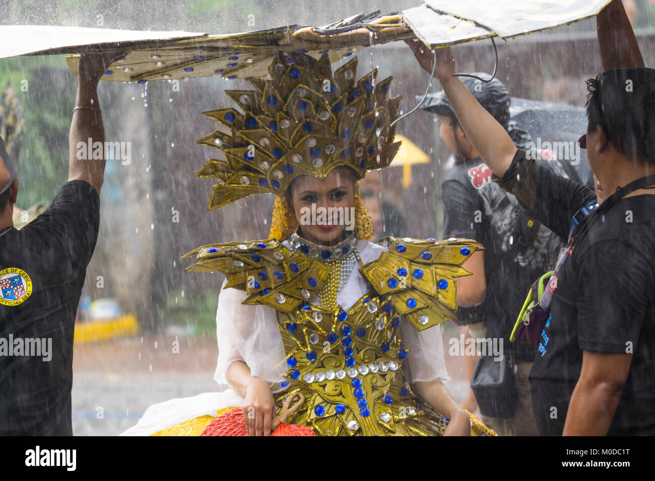 21/01/2018 Cebu City,Philippines.Lead dancer in a Sinulog street dance ...