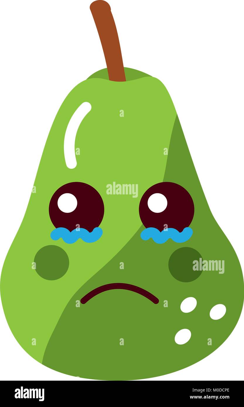 pear sad crying fruit kawaii icon image Stock Vector Image & Art - Alamy
