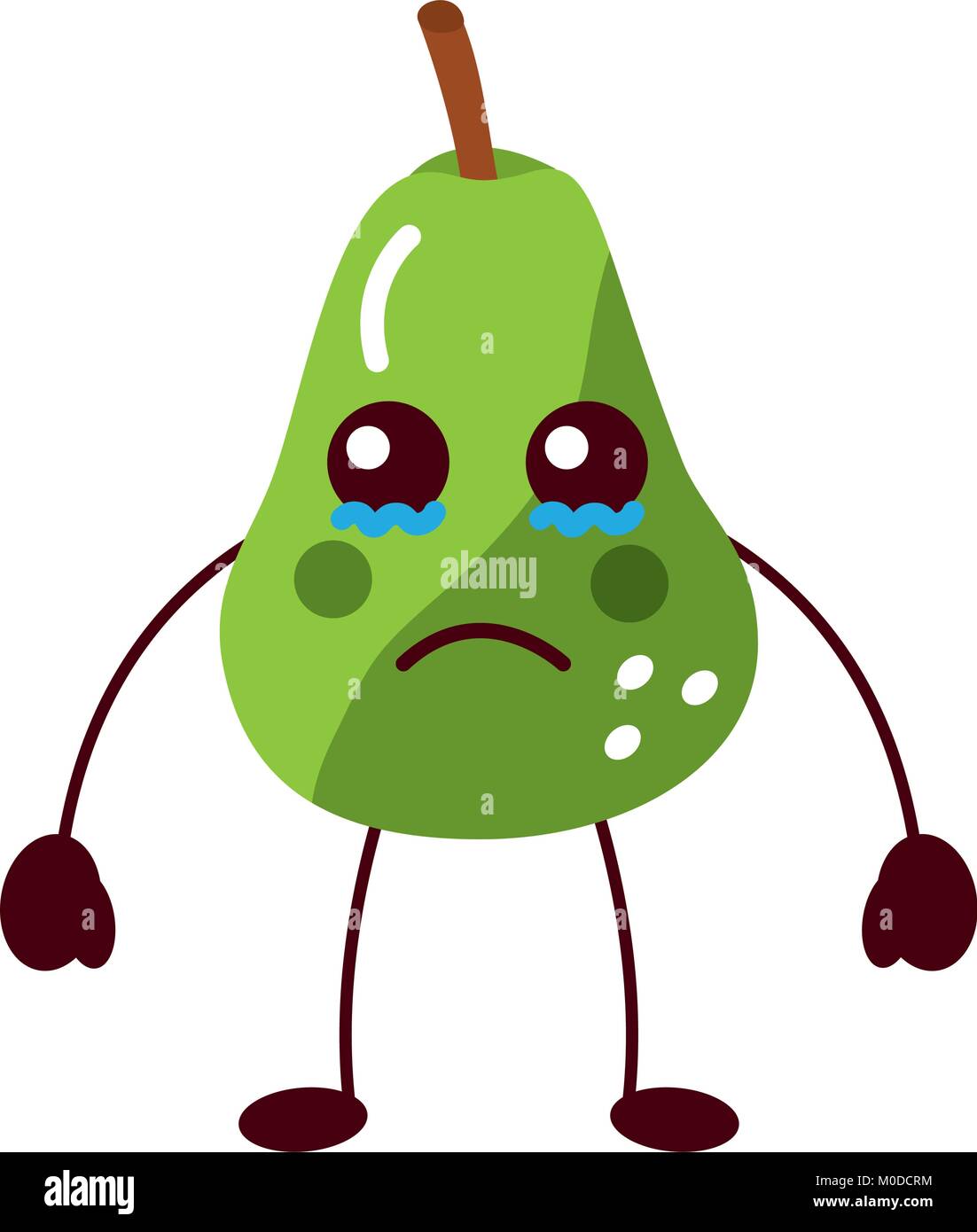 pear sad crying fruit kawaii icon image Stock Vector Image & Art - Alamy