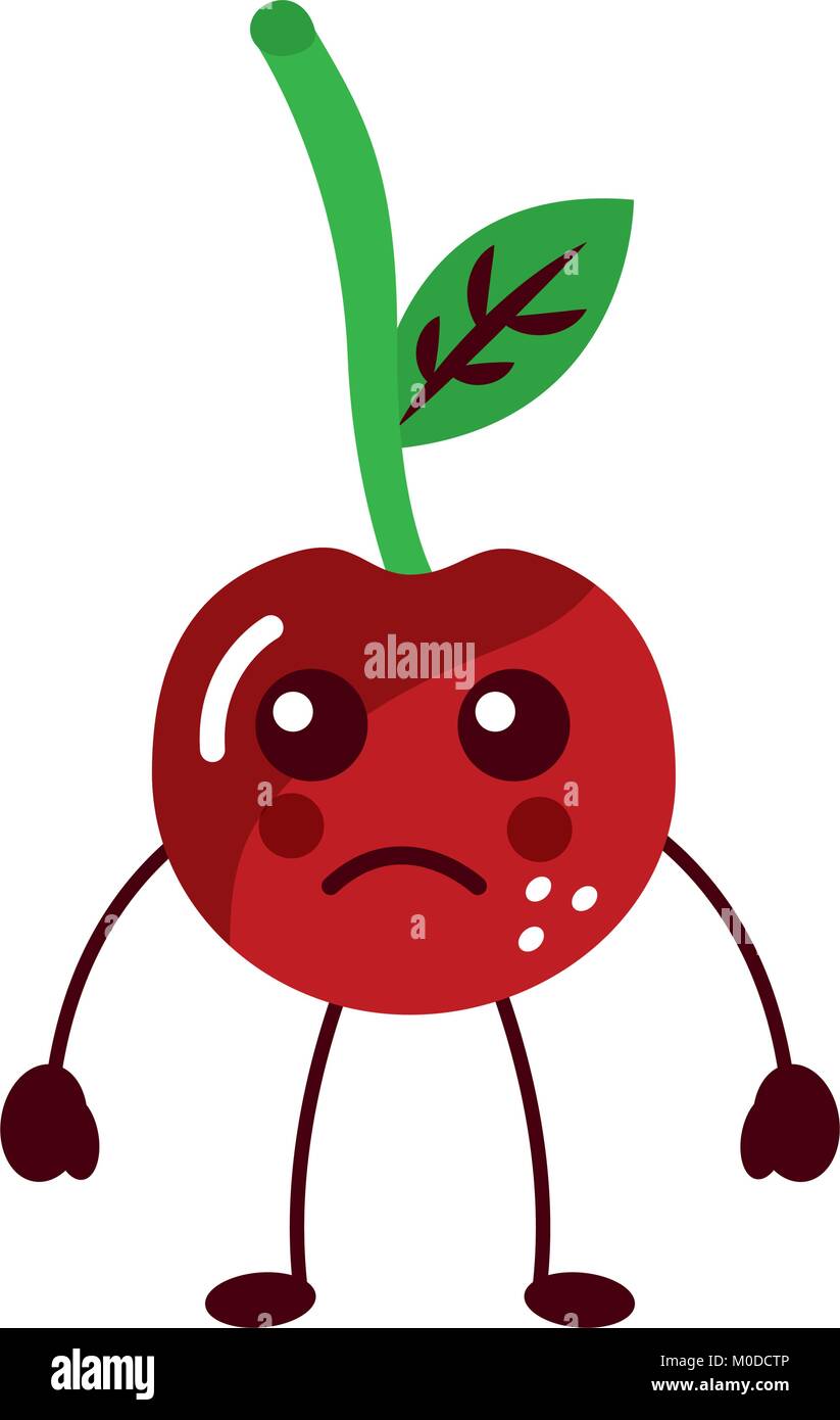 cherry sad fruit kawaii icon image Stock Vector Image & Art - Alamy