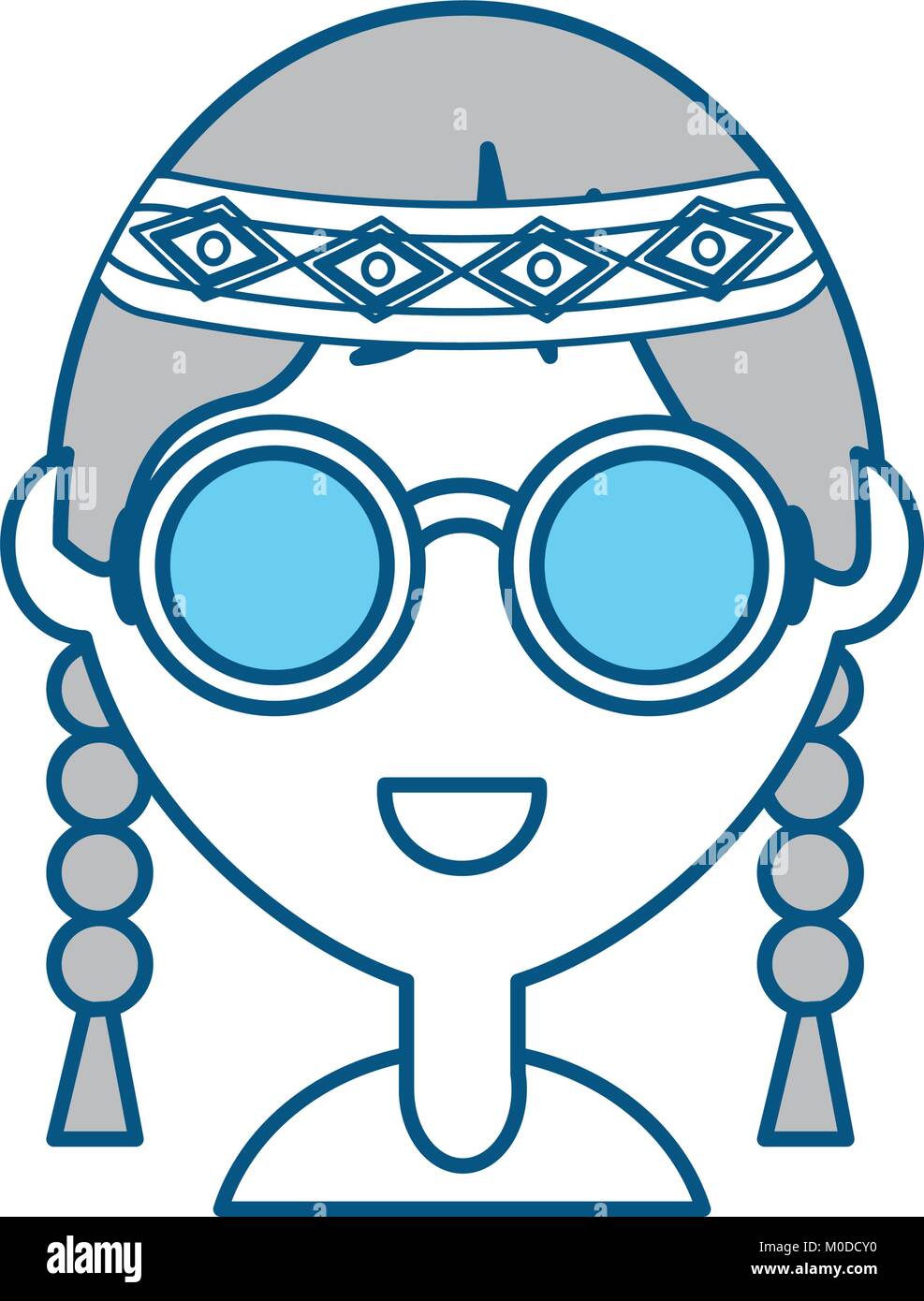 woman face hippie style vector illustration Stock Vector Image & Art ...