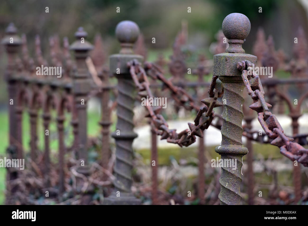 rusty old iron railings corroded and rust coloured corroding metal ...