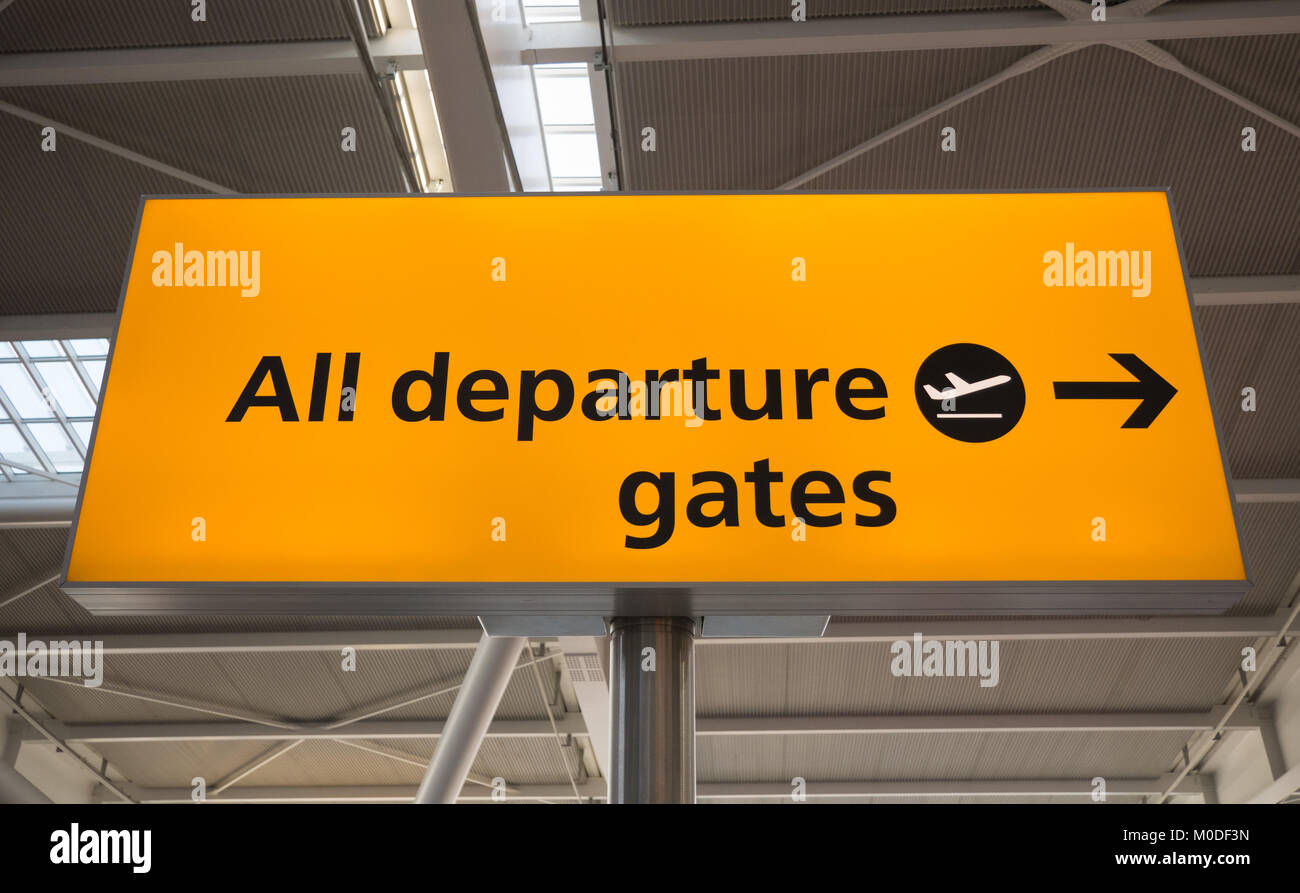 Departure sign, UK Stock Photo - Alamy