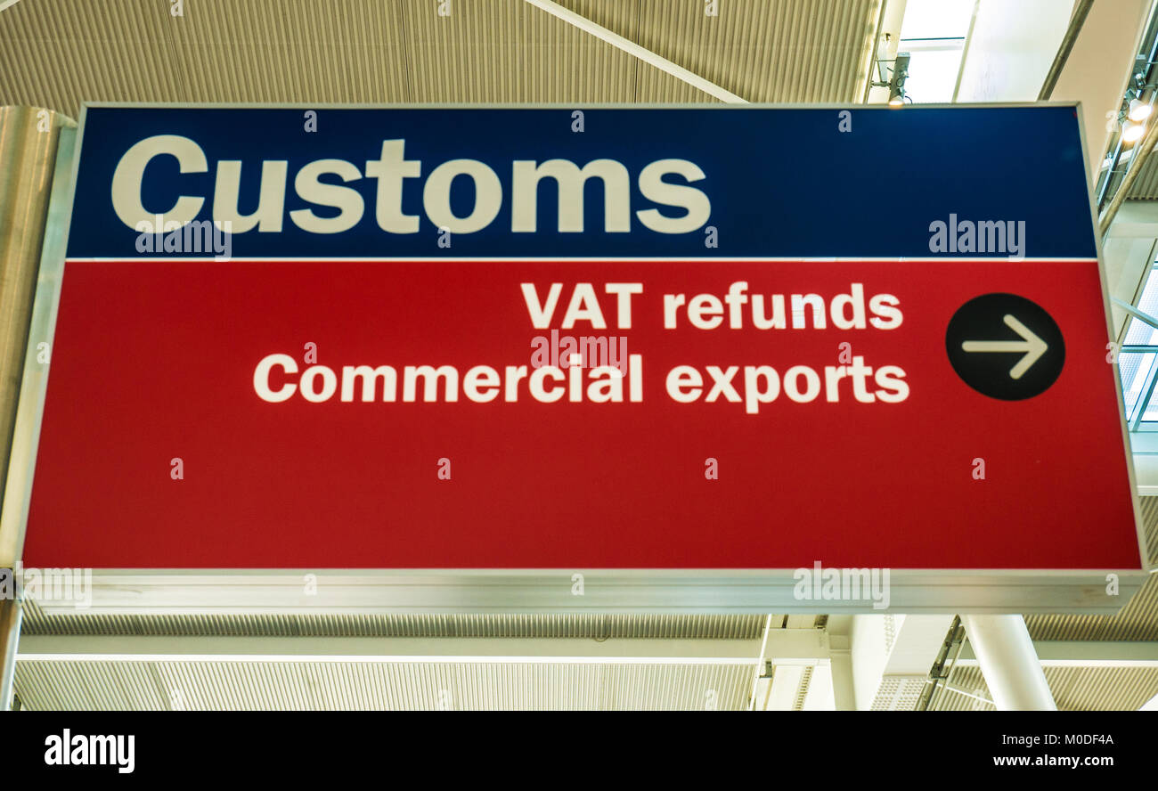 Customs and vat refunds sign Stock Photo - Alamy