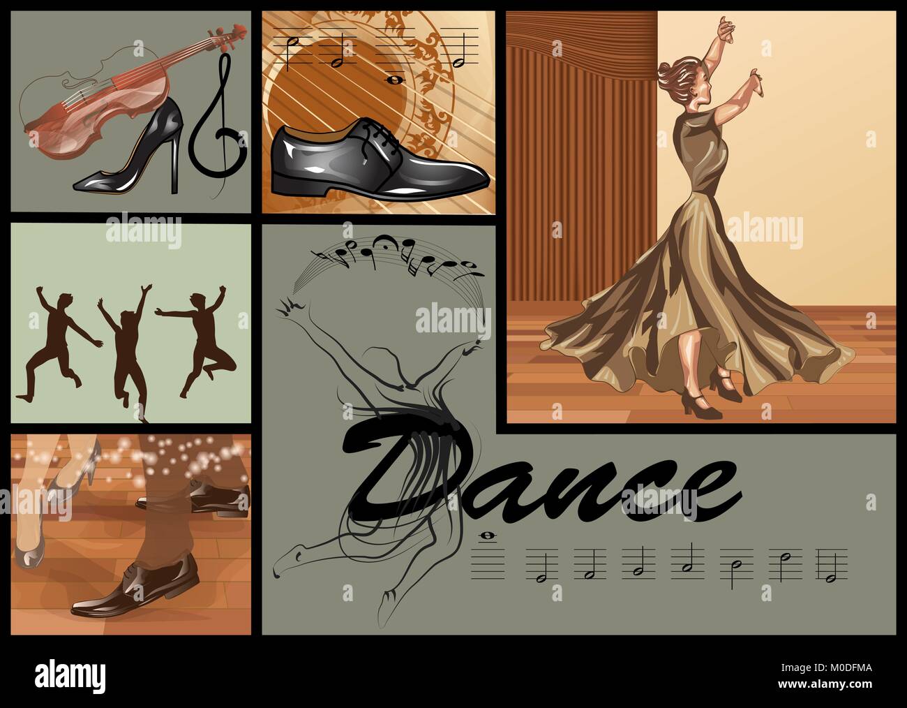 set for dance with people, music and notes Stock Vector Image & Art - Alamy