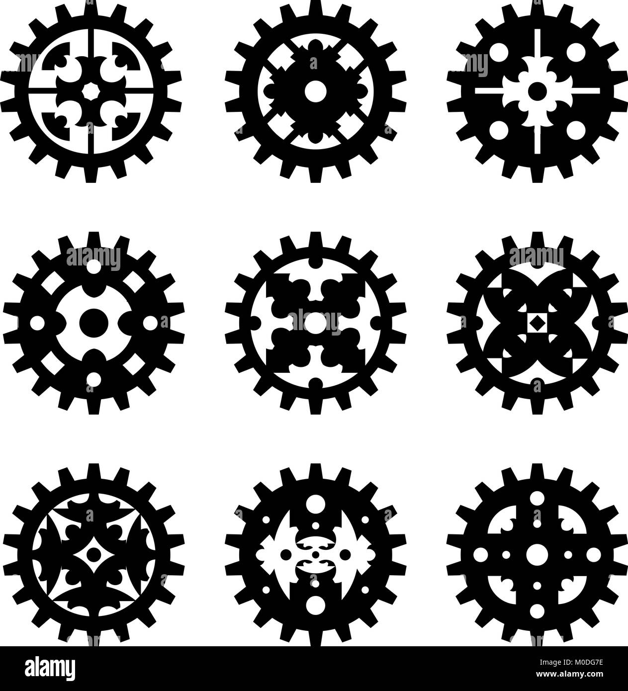 Machine Gear Wheel Cogwheel set on a white background isolated vector ...