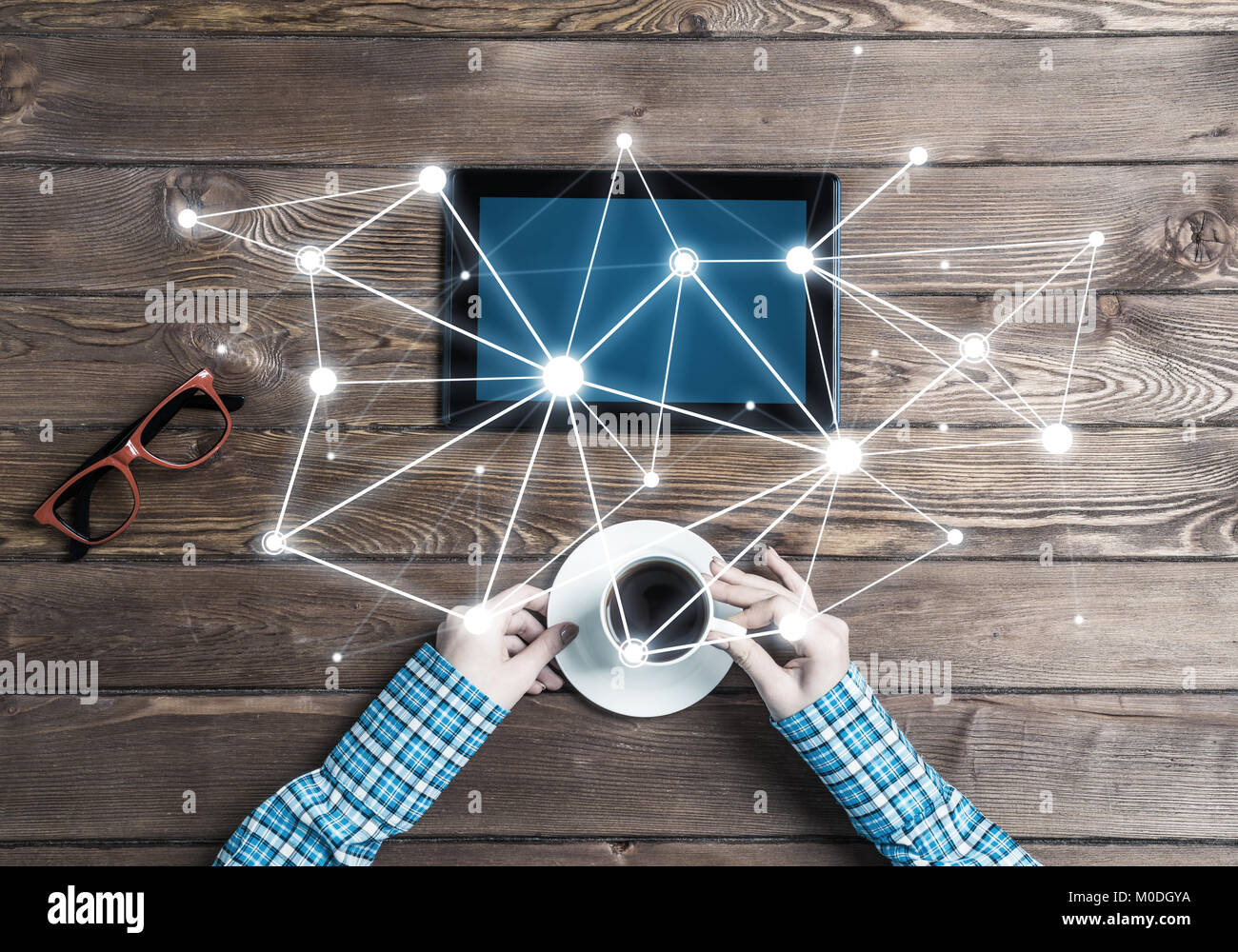 Concept of social communication and networking with social connection ...