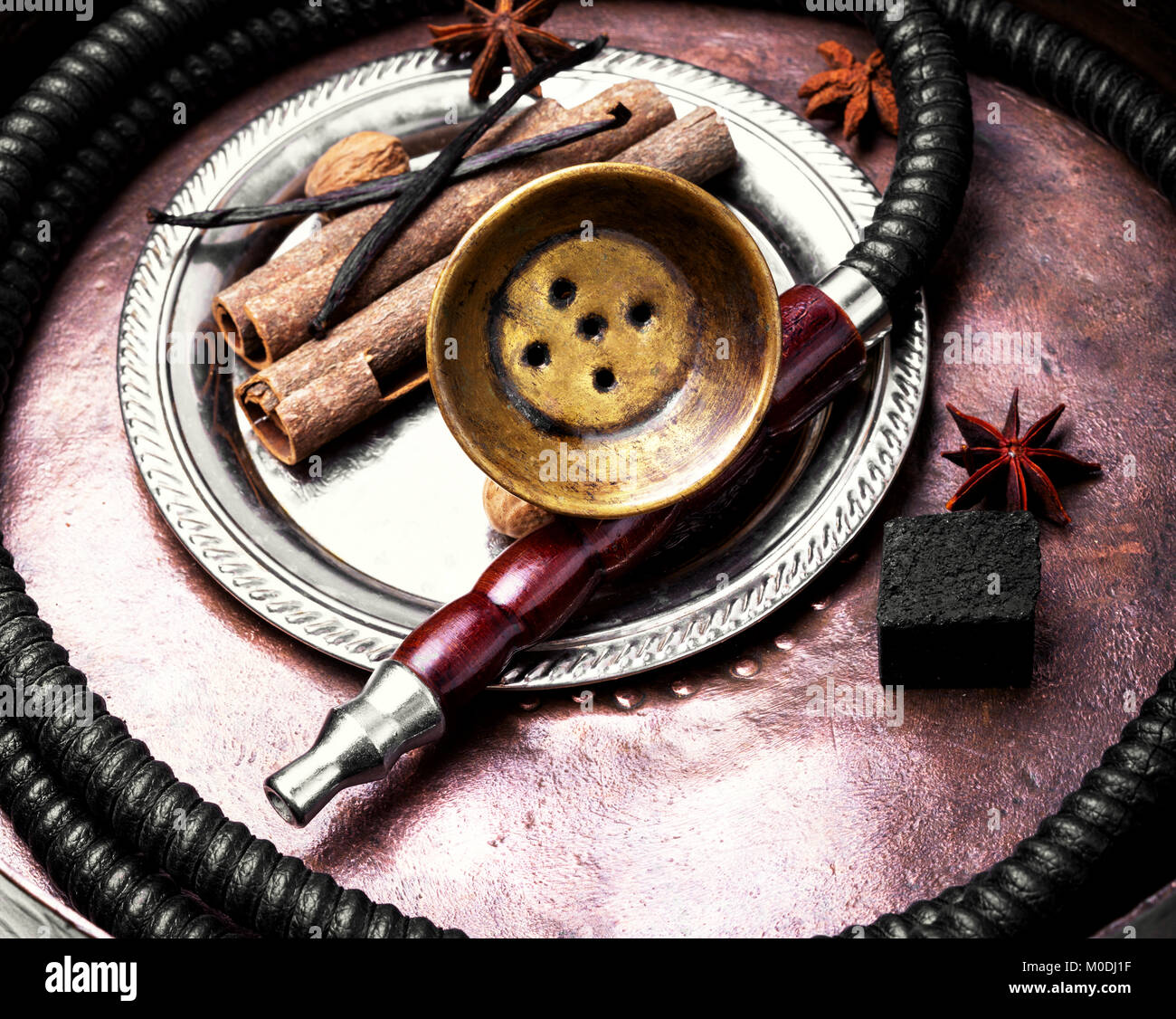Smoking shisha with tobacco aroma of spices.Oriental hookah Stock Photo ...