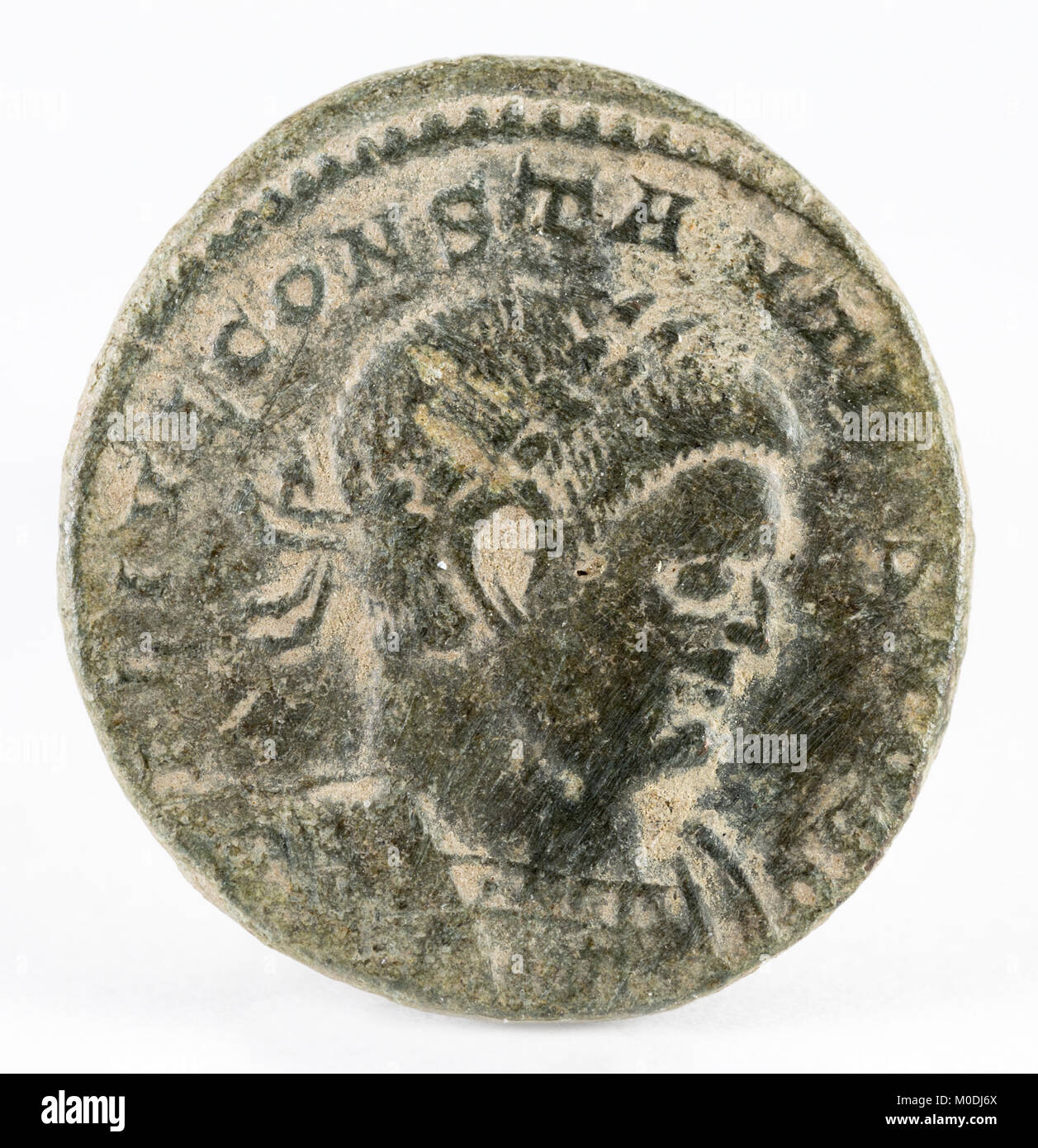 Ancient Roman copper coin of Emperor Constantius II. Obverse Stock ...