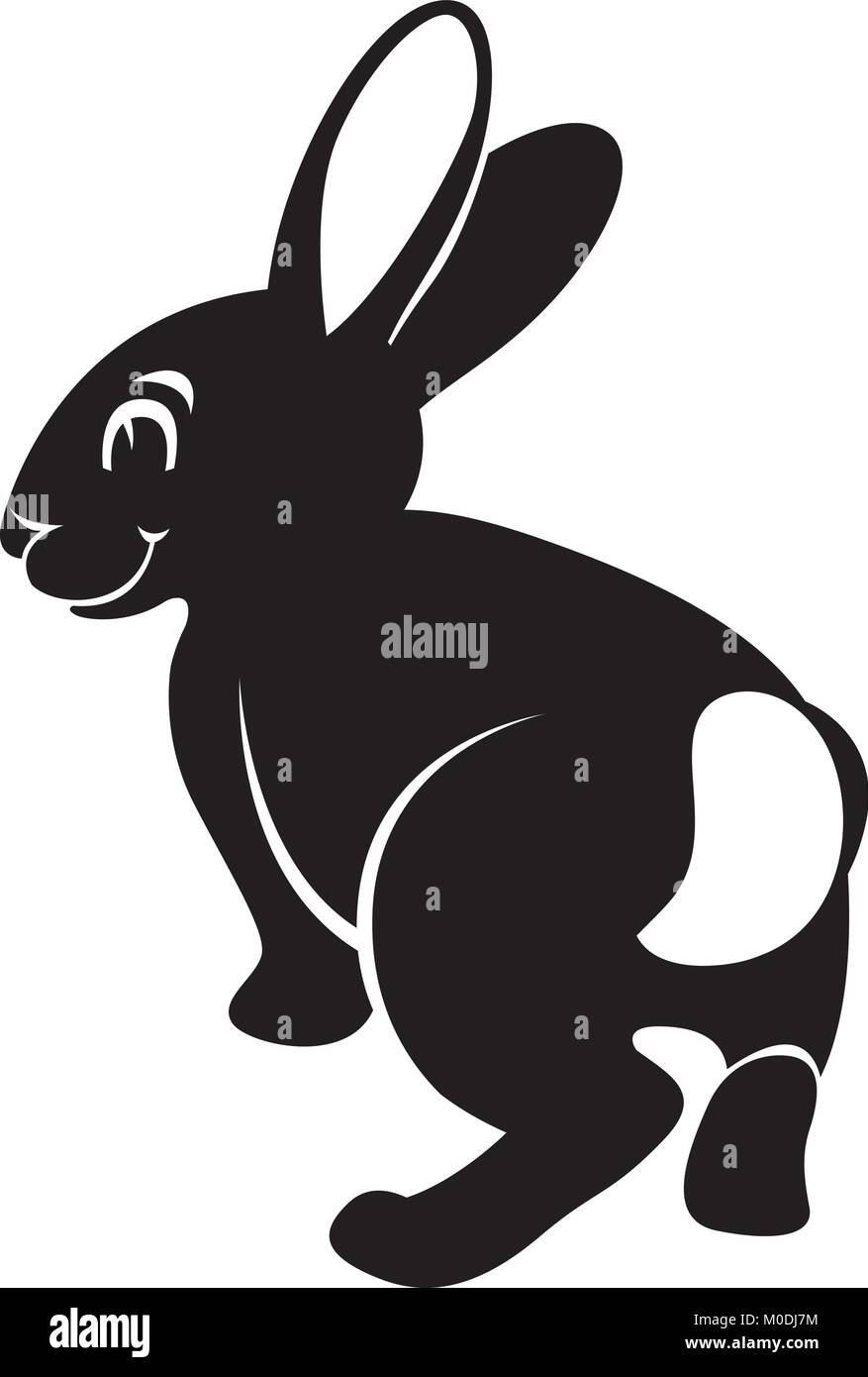 rabbit vector illustration flat style profile side black Stock Vector ...