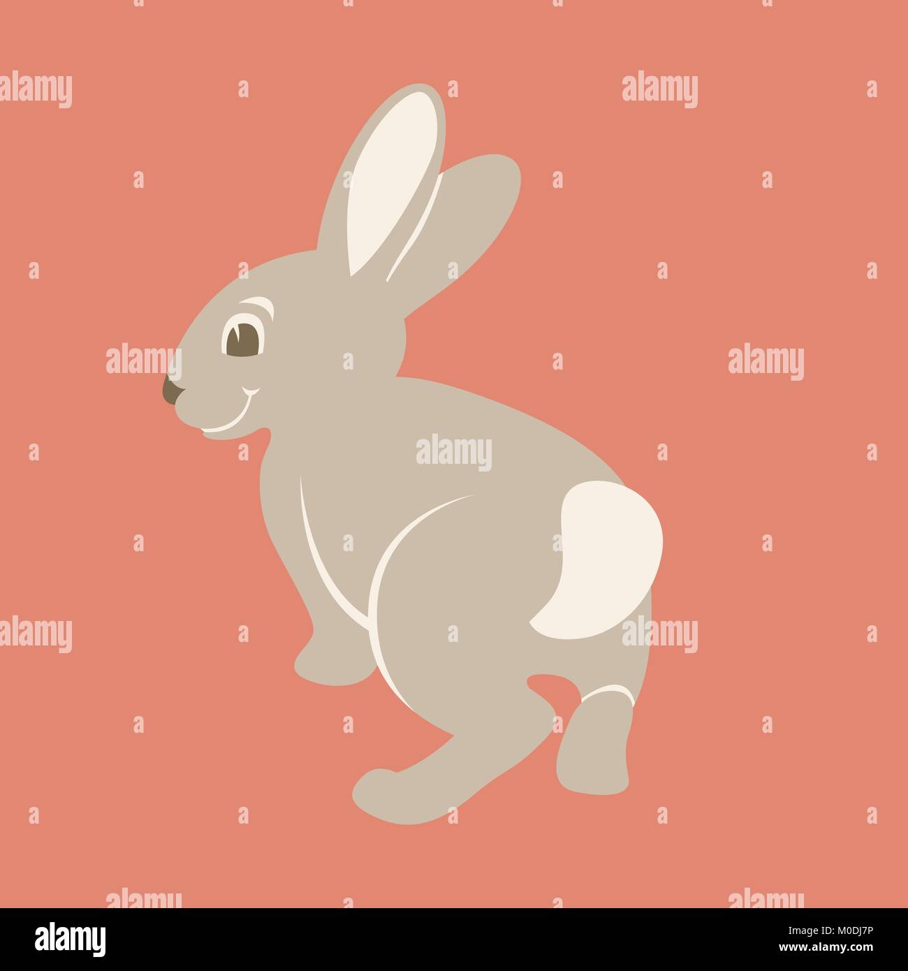 rabbit vector illustration flat style profile side Stock Vector Image ...