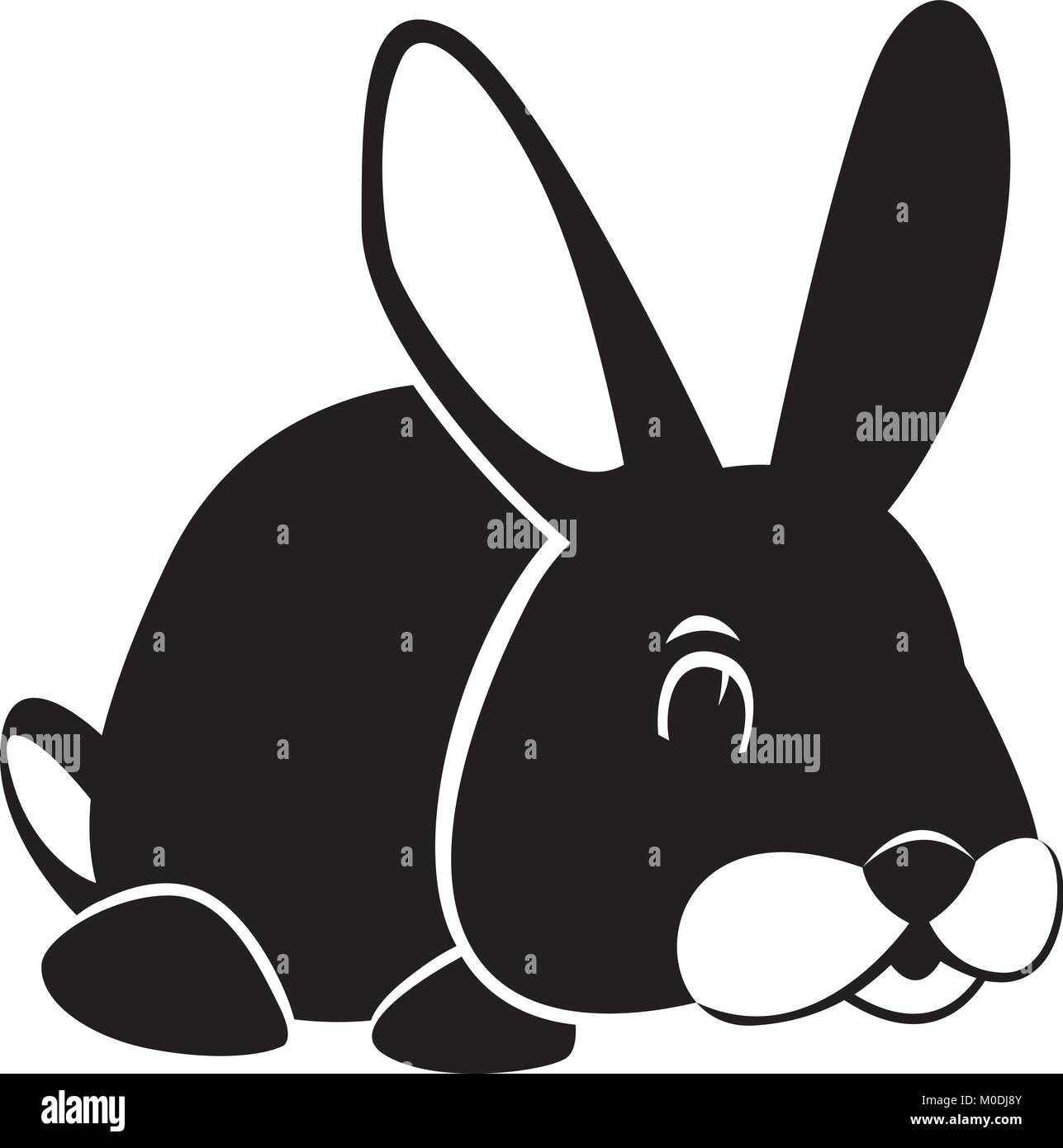 rabbit vector illustration flat style profile side black Stock Vector ...