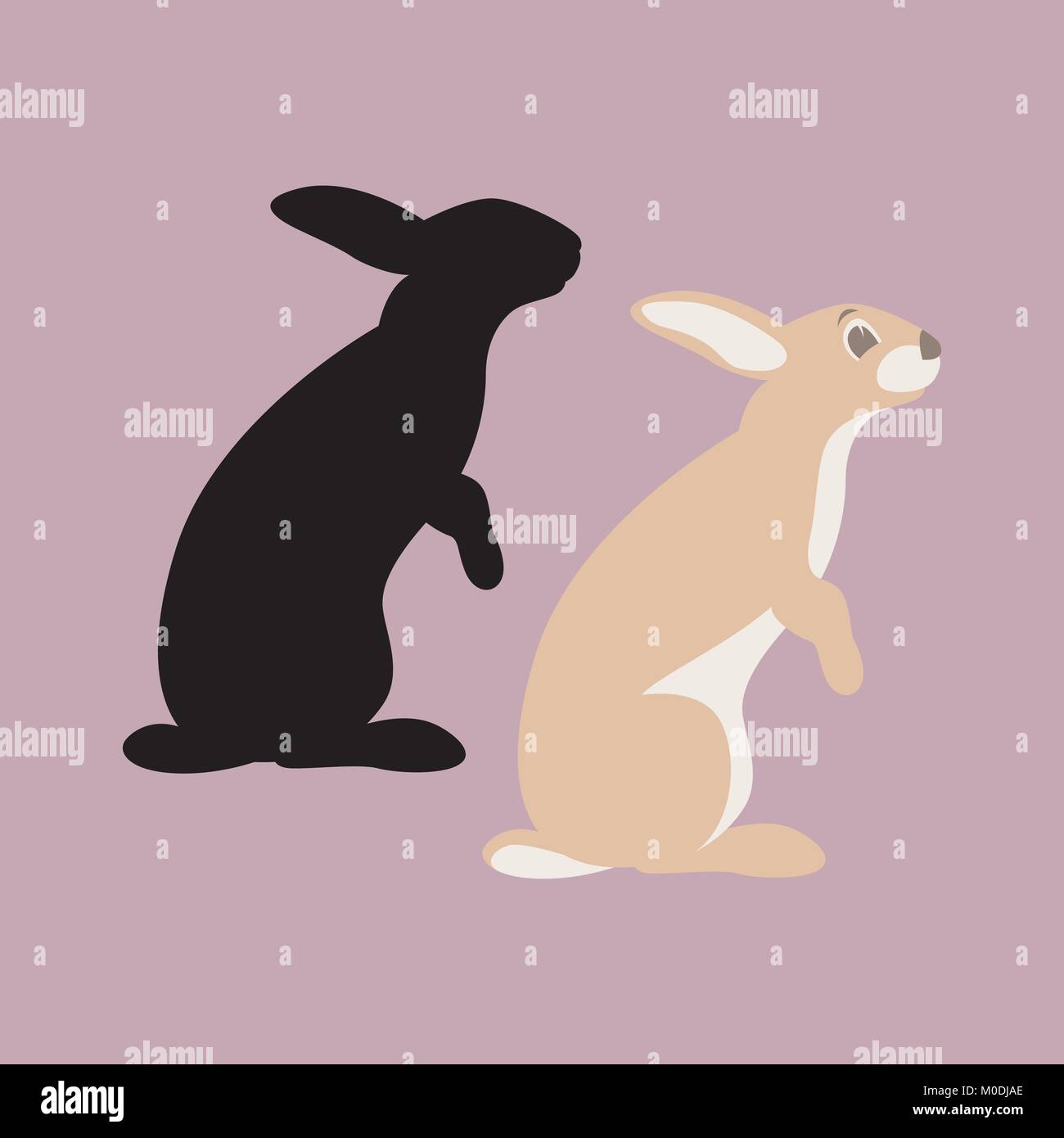 rabbit vector illustration flat style profile side black silhouette ...