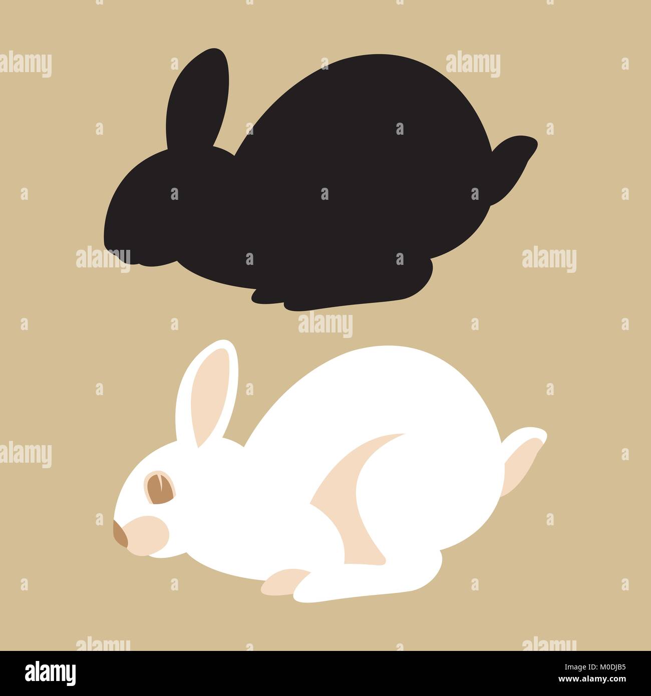 rabbit vector illustration flat style profile side black silhouette ...