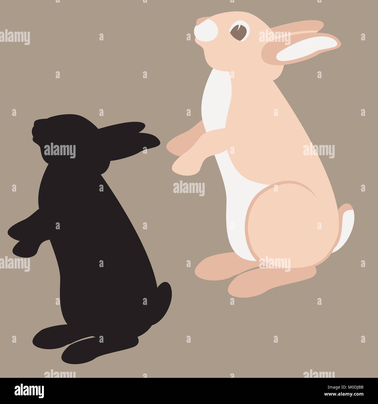 rabbit vector illustration flat style profile side black silhouette ...