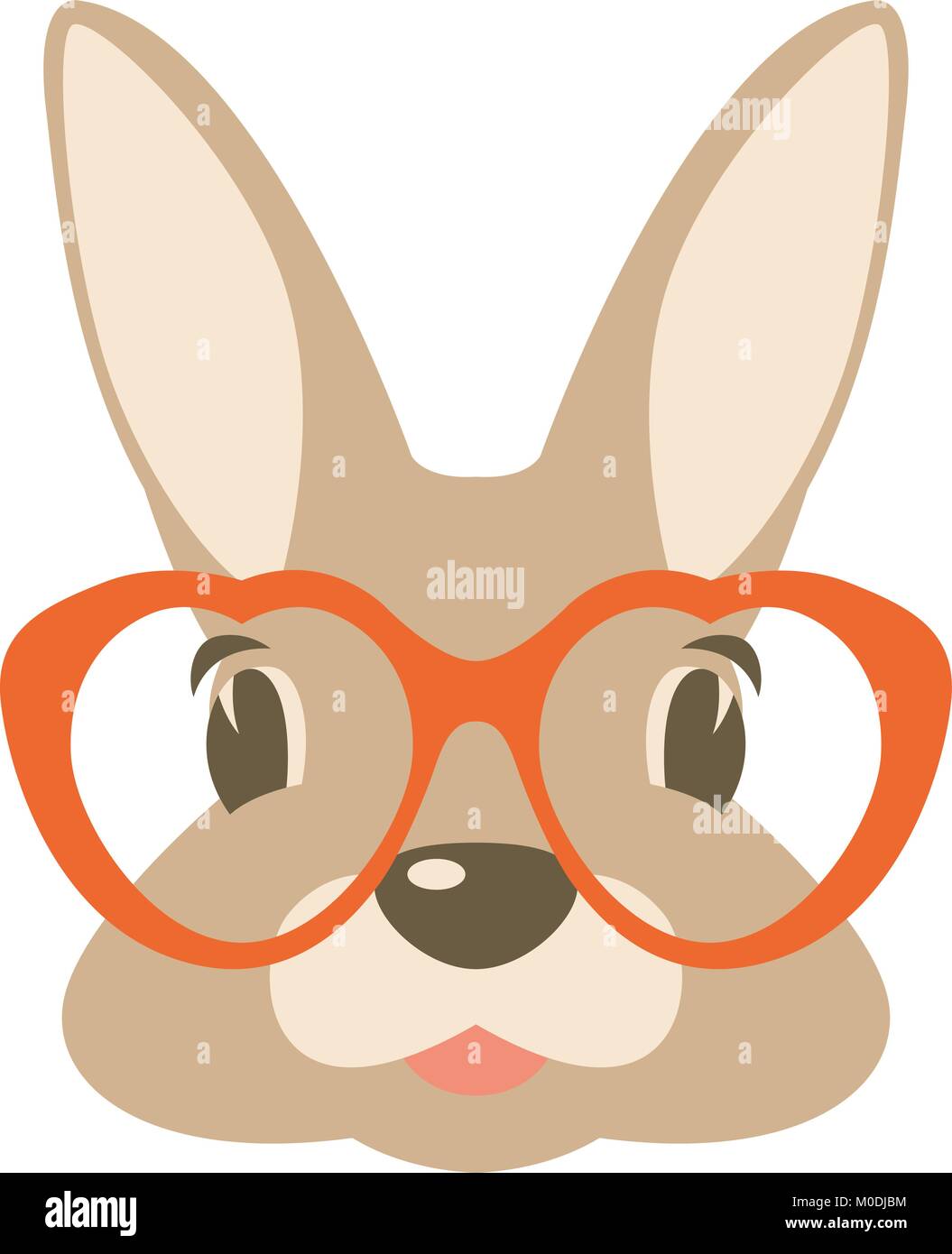 rabbit in glasses vector illustration flat style front view Stock ...