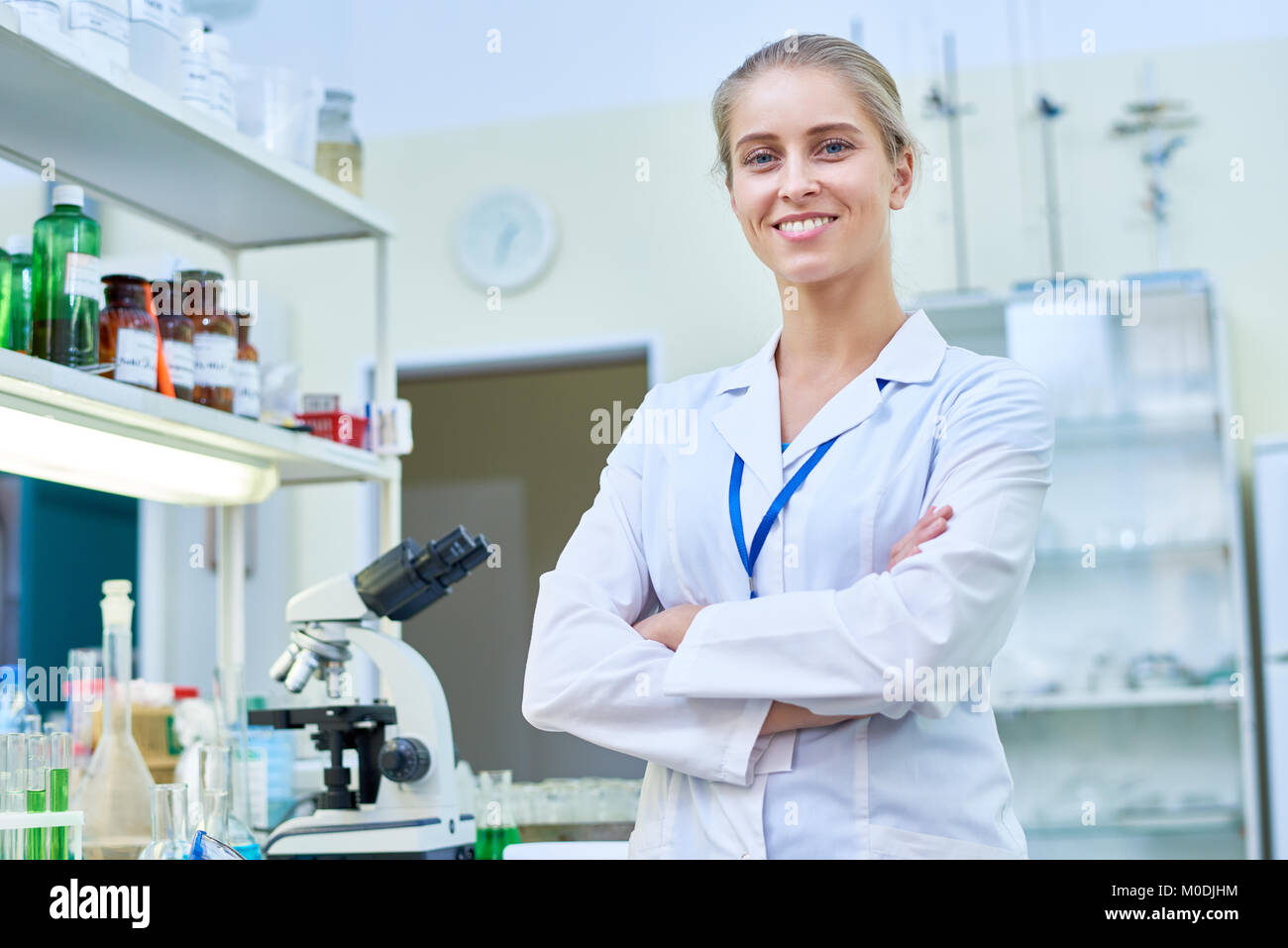 Young blonde woman scientist smiling hi-res stock photography and ...