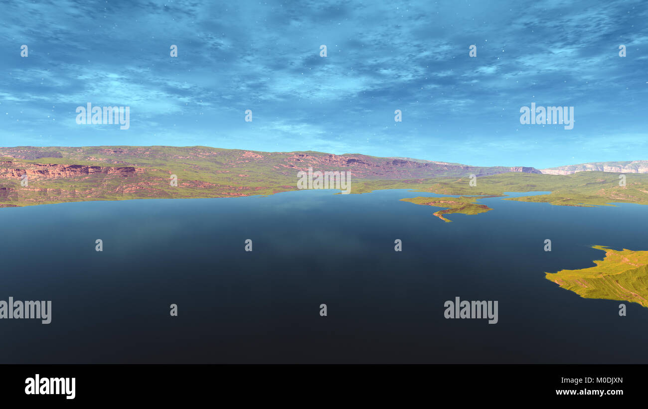 Landscape of stranger planet. 3D illustration Stock Photo - Alamy