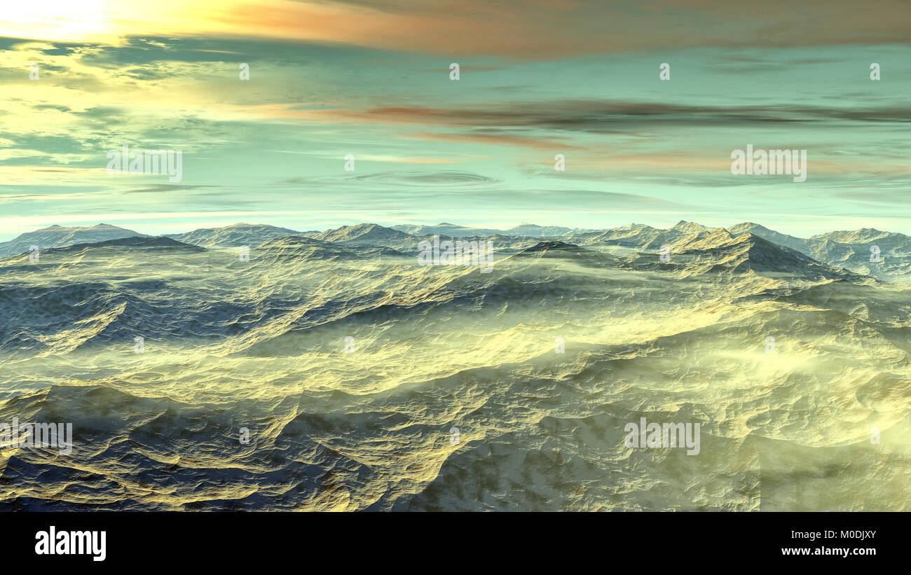 Desert. Alien Planet. Landscape of stranger planet.3D illustration ...