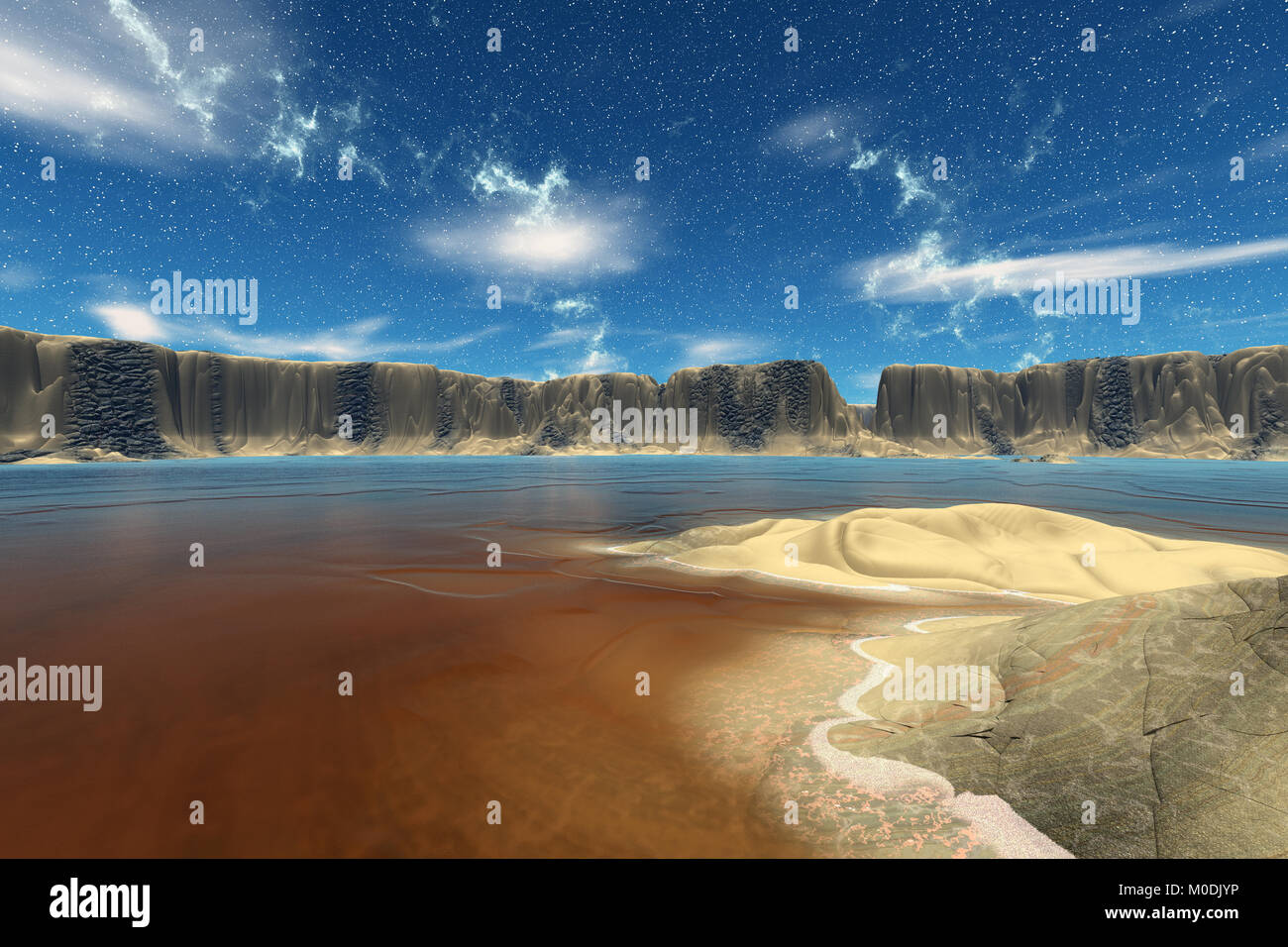 Landscape of stranger planet. 3D illustration Stock Photo - Alamy