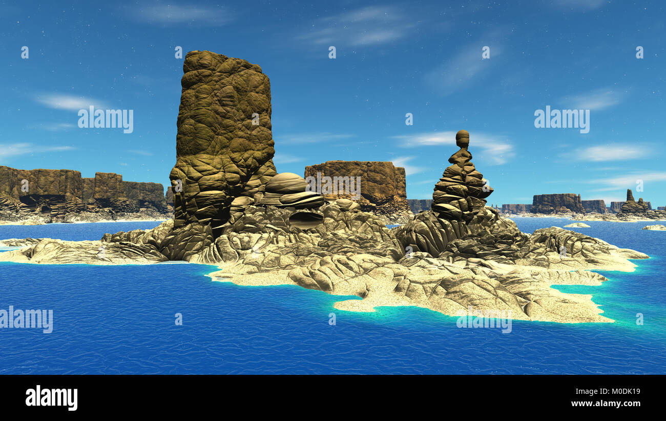 Landscape of stranger planet. 3D illustration Stock Photo - Alamy