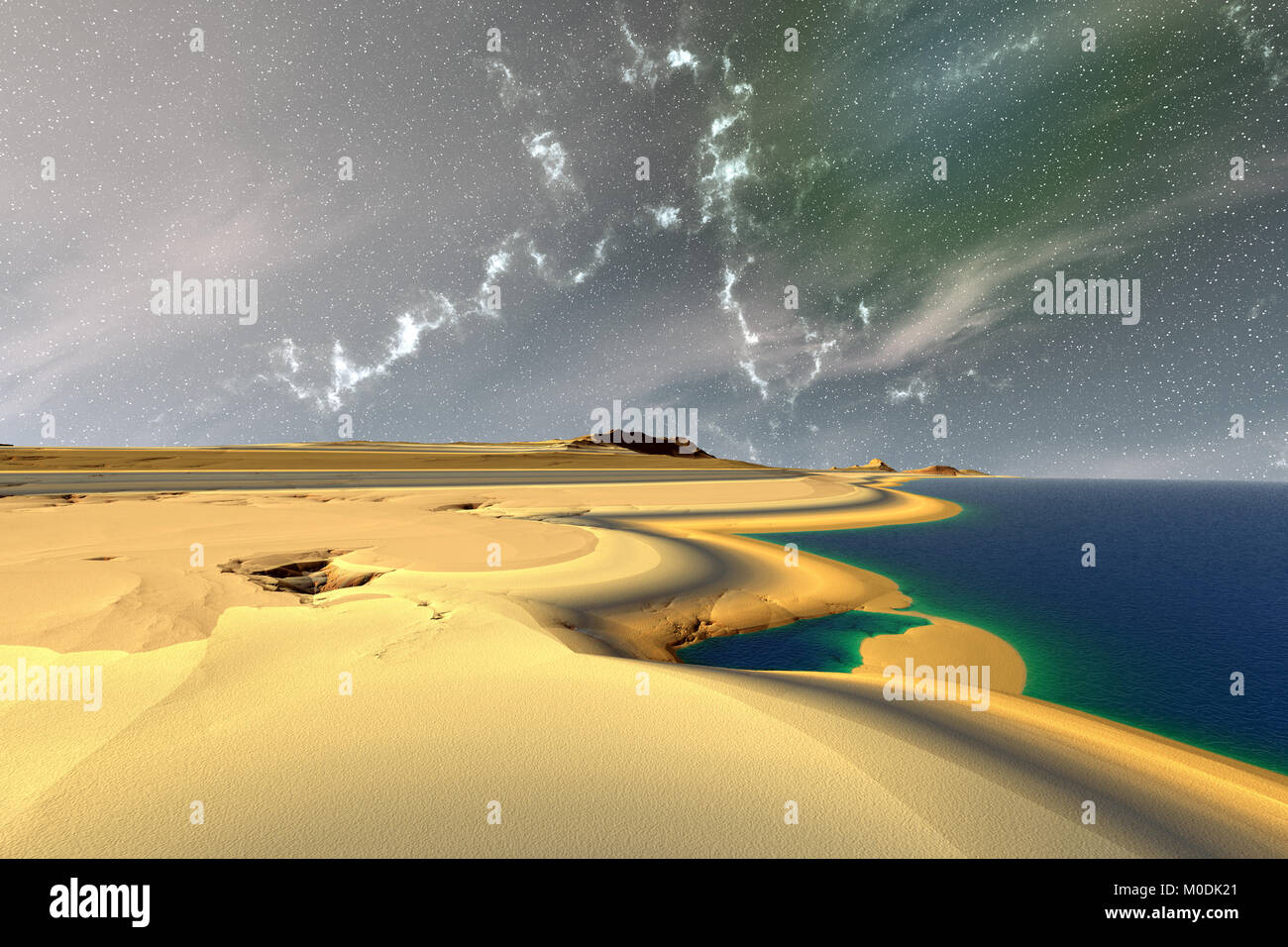 Landscape of stranger planet. 3D illustration Stock Photo - Alamy