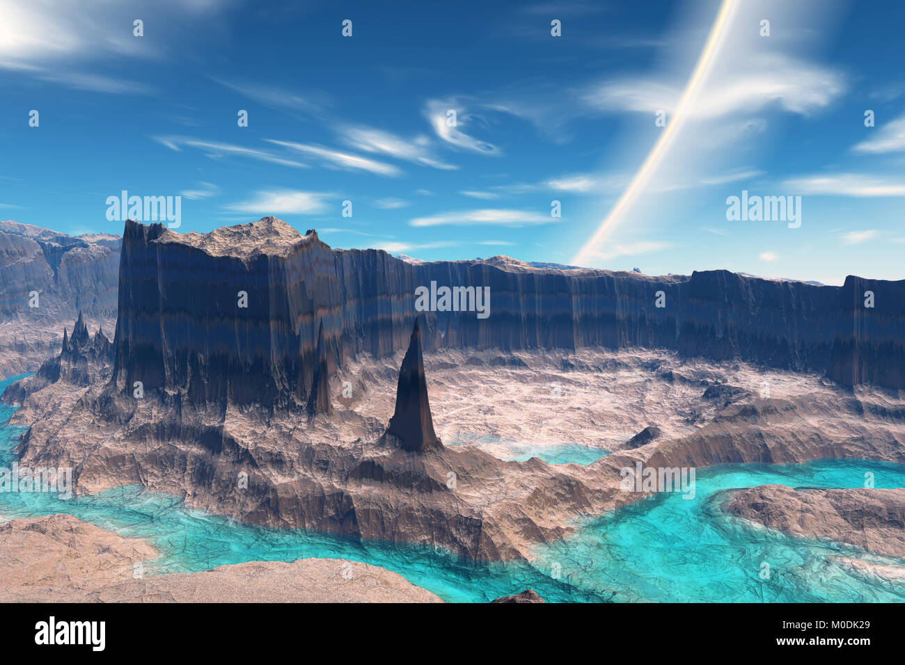 Landscape of stranger planet. 3D illustration Stock Photo - Alamy