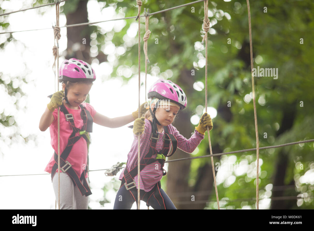 The obstacle course in adventure park Stock Photo - Alamy