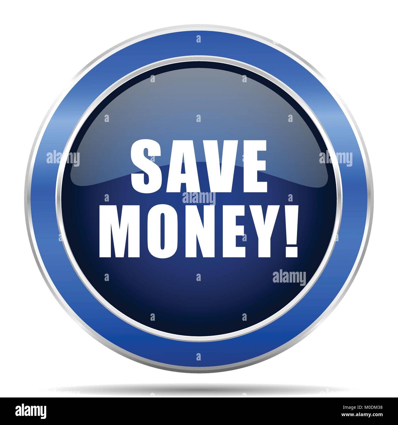 Save money vector icon. Modern design blue silver metallic glossy web ...