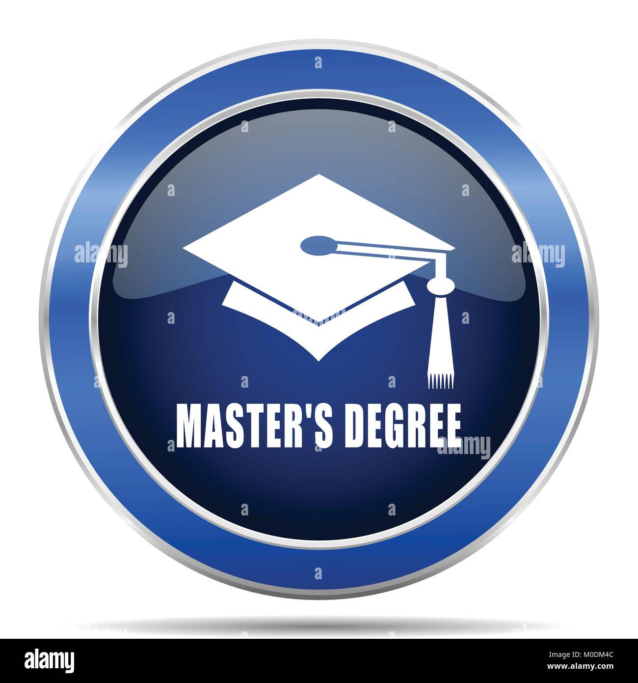Masters degree vector icon. Modern design blue silver metallic glossy ...