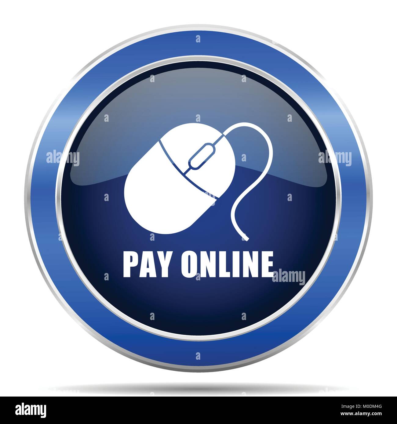 Pay online vector icon. Modern design blue silver metallic glossy web ...