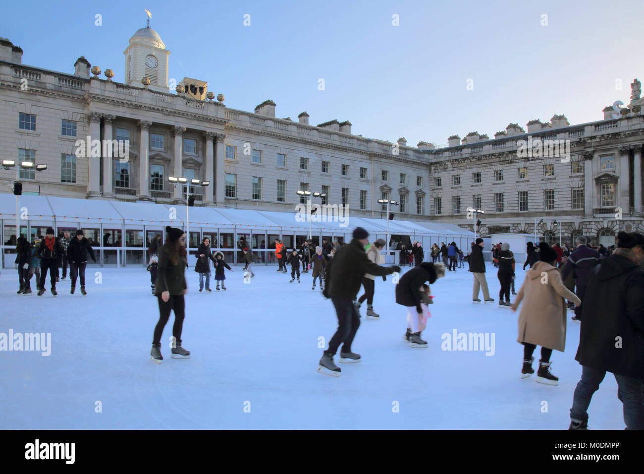 skaters on the ice skating rink at somerset house london Stock Photo ...