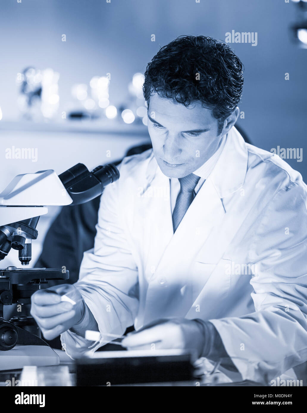 Life science researcher working in scientific laboratory Stock Photo ...