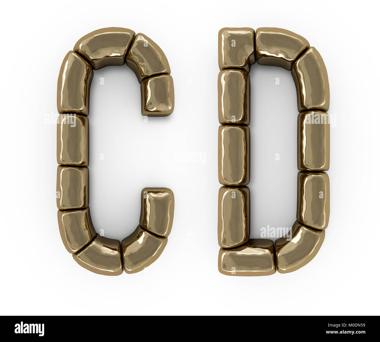 Set of letters, numbers and symbols from gold bars. 3D rendering Stock ...