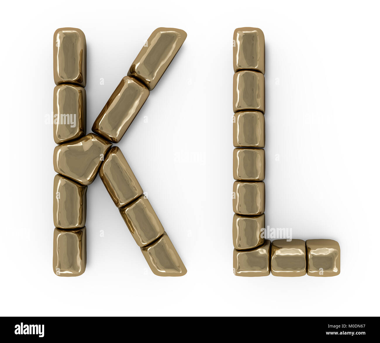 Set of letters, numbers and symbols from gold bars. 3D rendering Stock ...