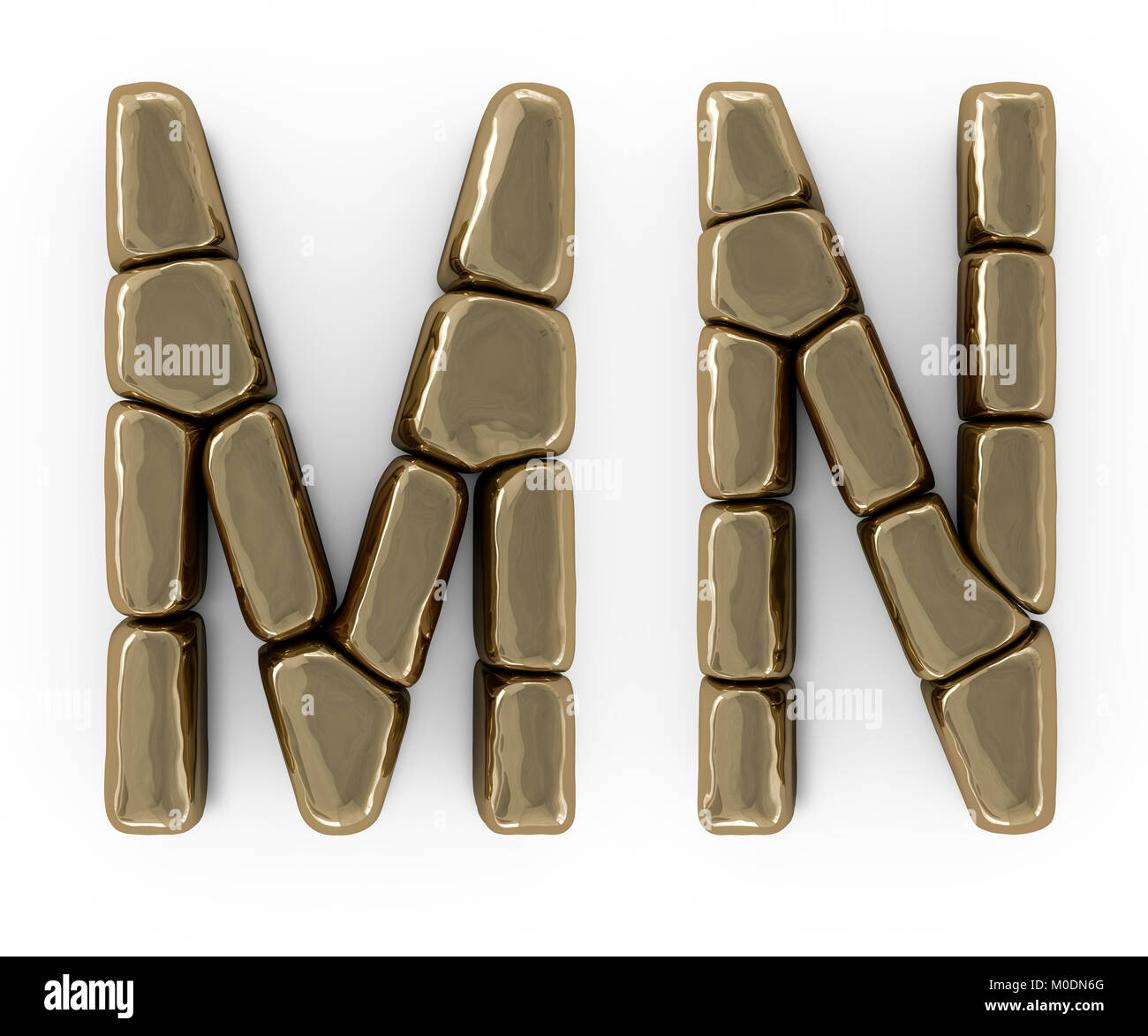 Set of letters, numbers and symbols from gold bars. 3D rendering Stock ...