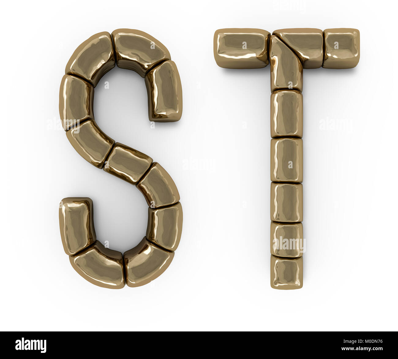 Set of letters, numbers and symbols from gold bars. 3D rendering Stock ...