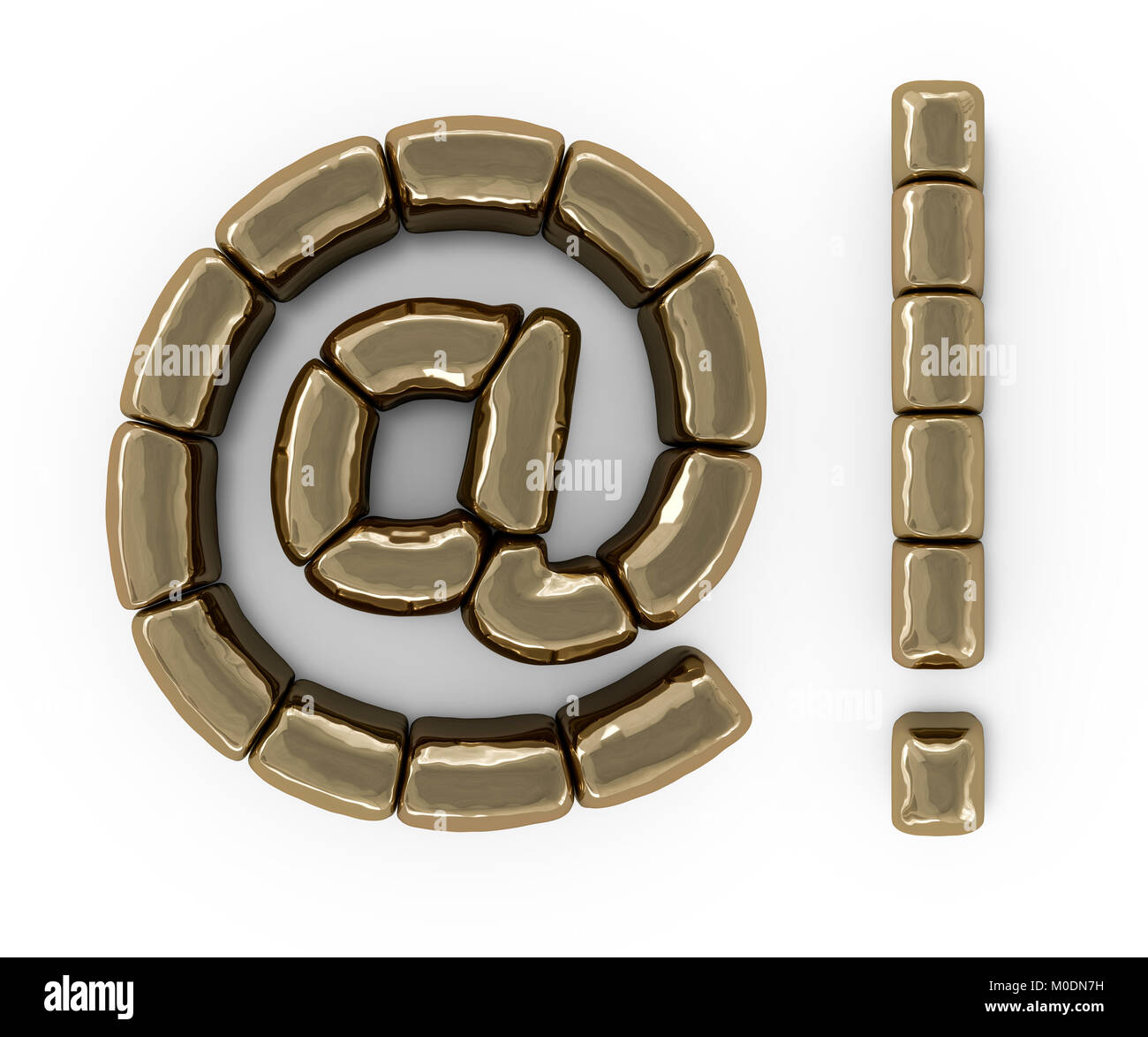 Set of letters, numbers and symbols from gold bars. 3D rendering Stock ...