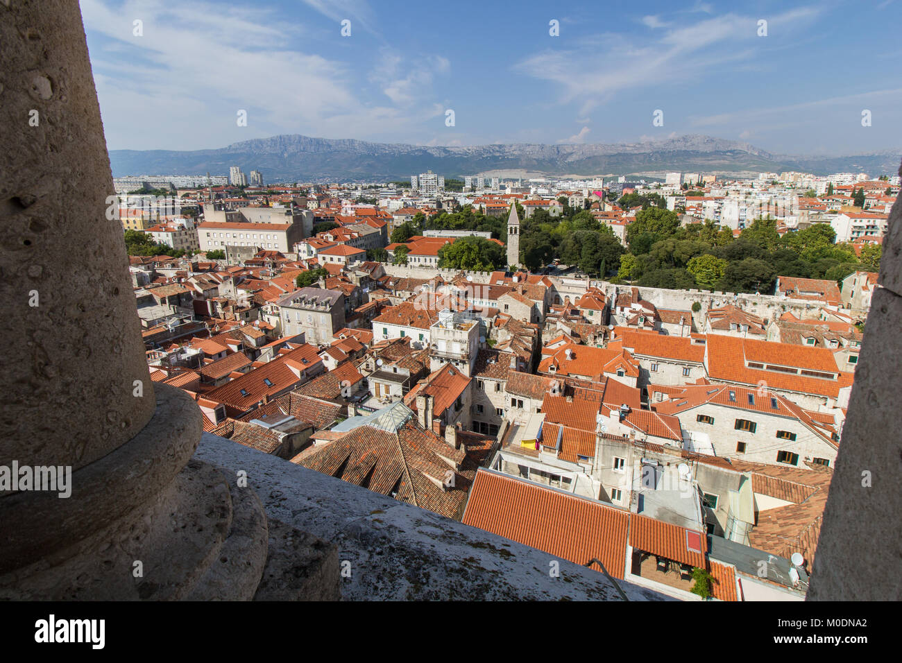Split's historic Old Town and beyond in Croatia viewed from above from ...