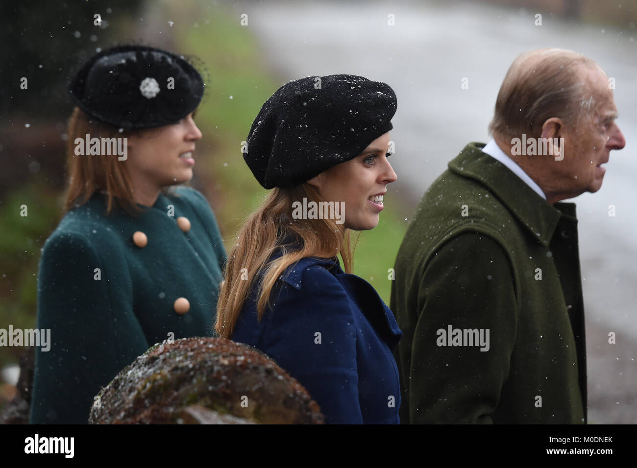 The Duke of Edinburgh leaves with his granddaughters Princess Beatrice ...